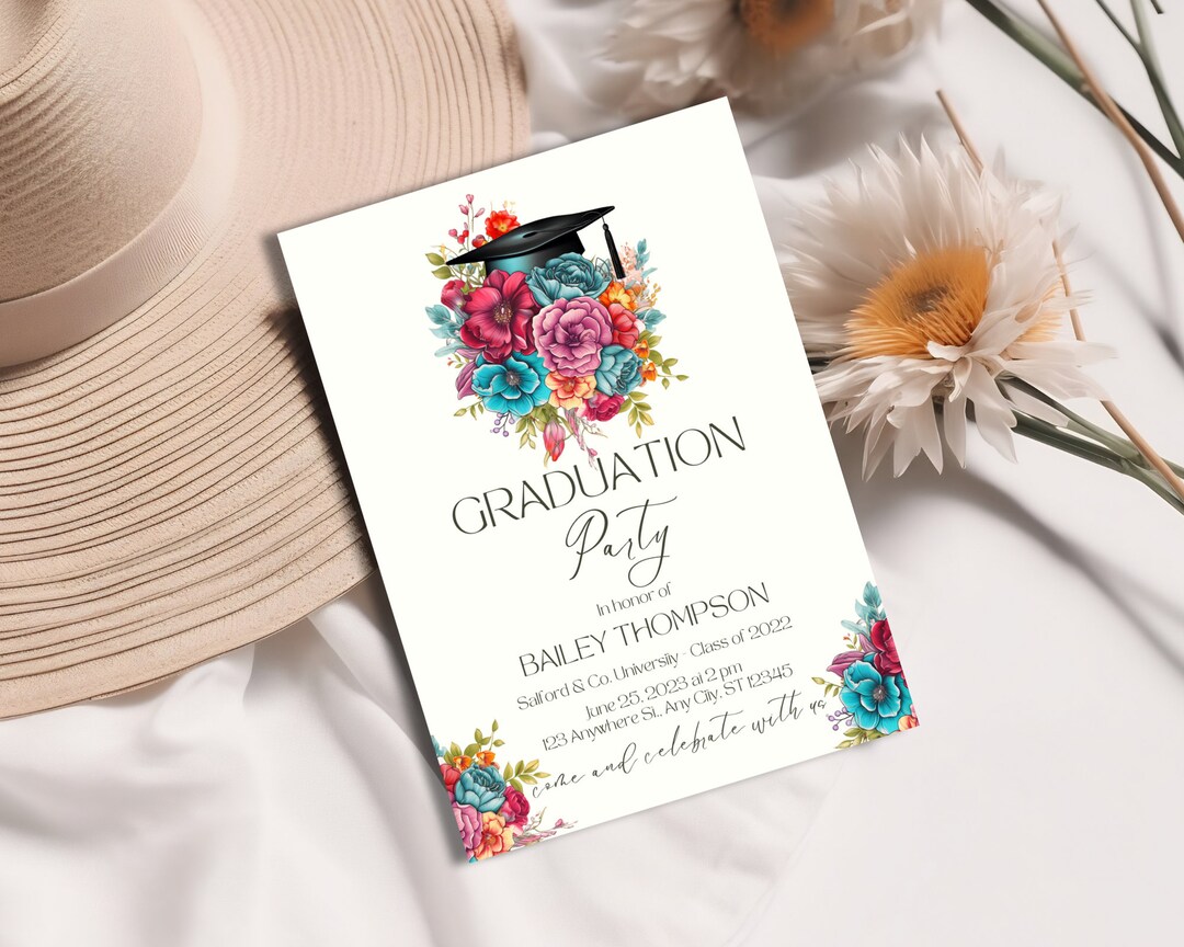 Graduation Announcement, Graduation Announcement Template, High School ...