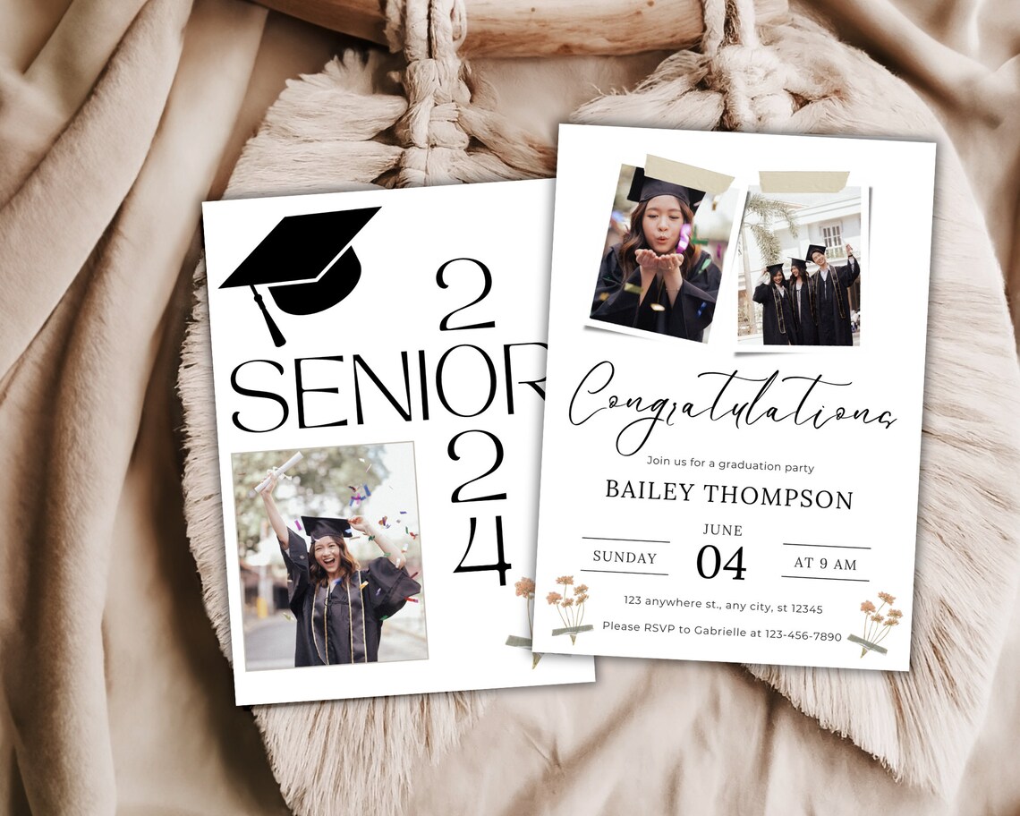 Graduation Invitation, Graduation Announcement Template, High School ...