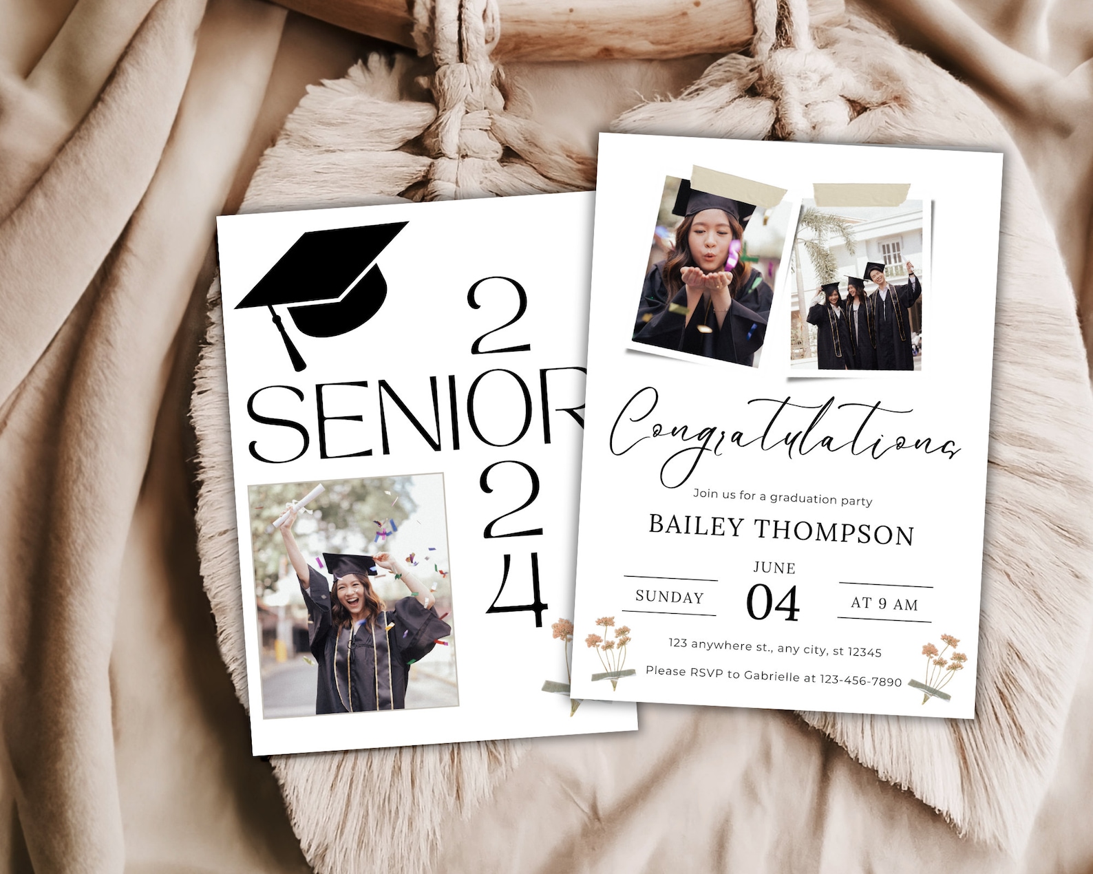 Graduation Invitation, Graduation Announcement Template, High School ...