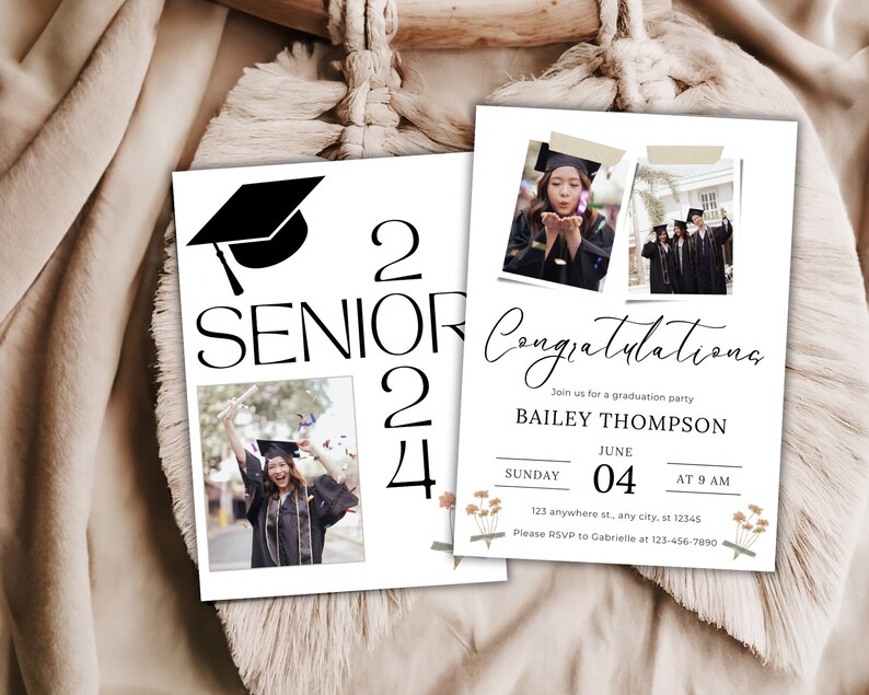 Graduation Invitation, Graduation Announcement Template, High School ...
