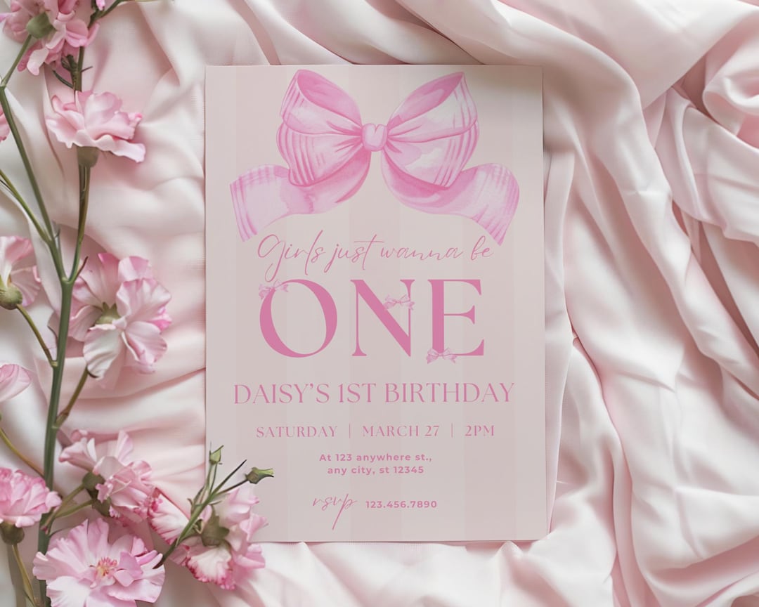 Girls Just Wanna Be ONE Birthday Invite, First Birthday Invitation ...
