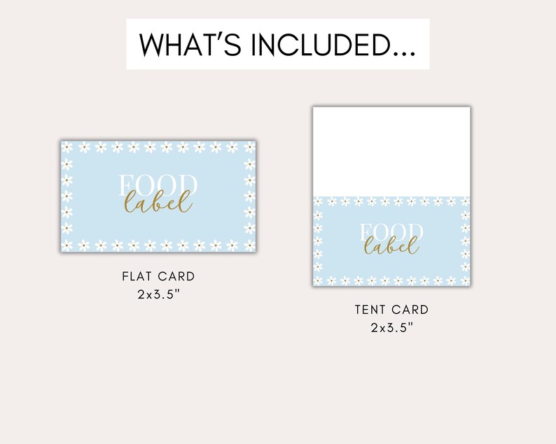 Editable Daisy Folded Food Labels, Printable Party Buffet Cards, Baby ...