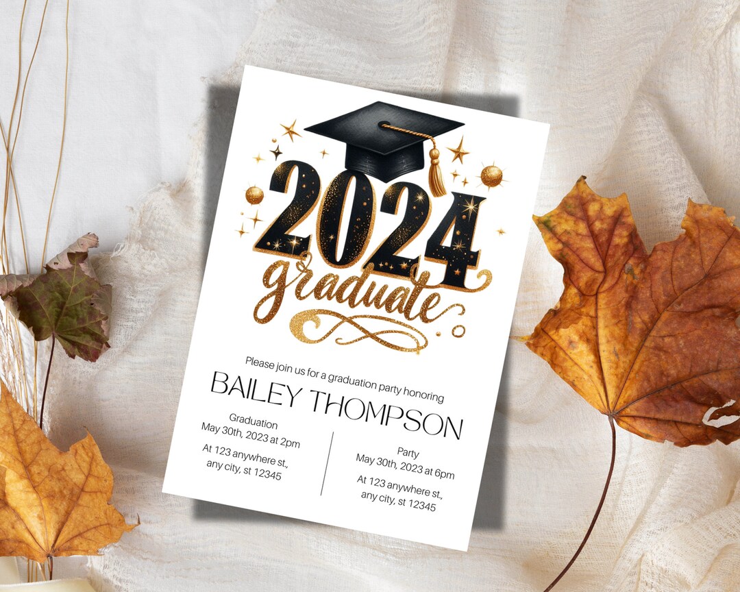 Graduation Invitation, Graduation Announcement Template, High School ...