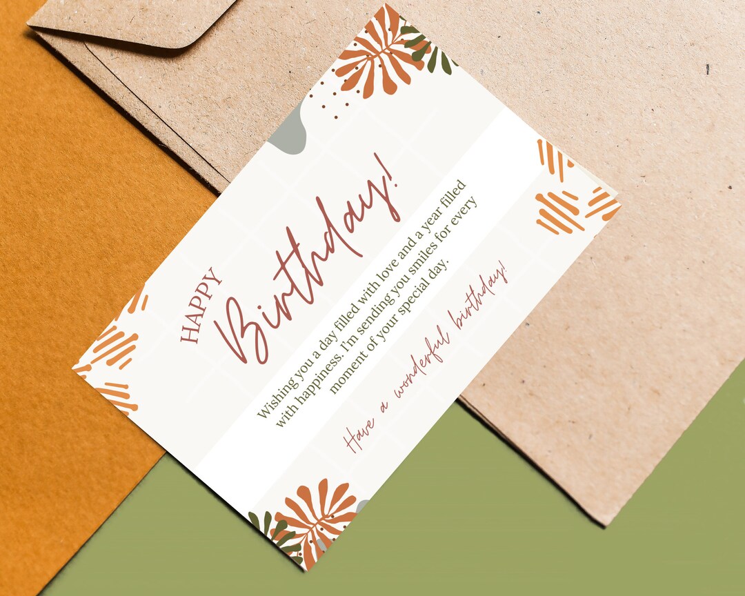 Editable Birthday Card Happy Birthday Digital Card Printable Card ...