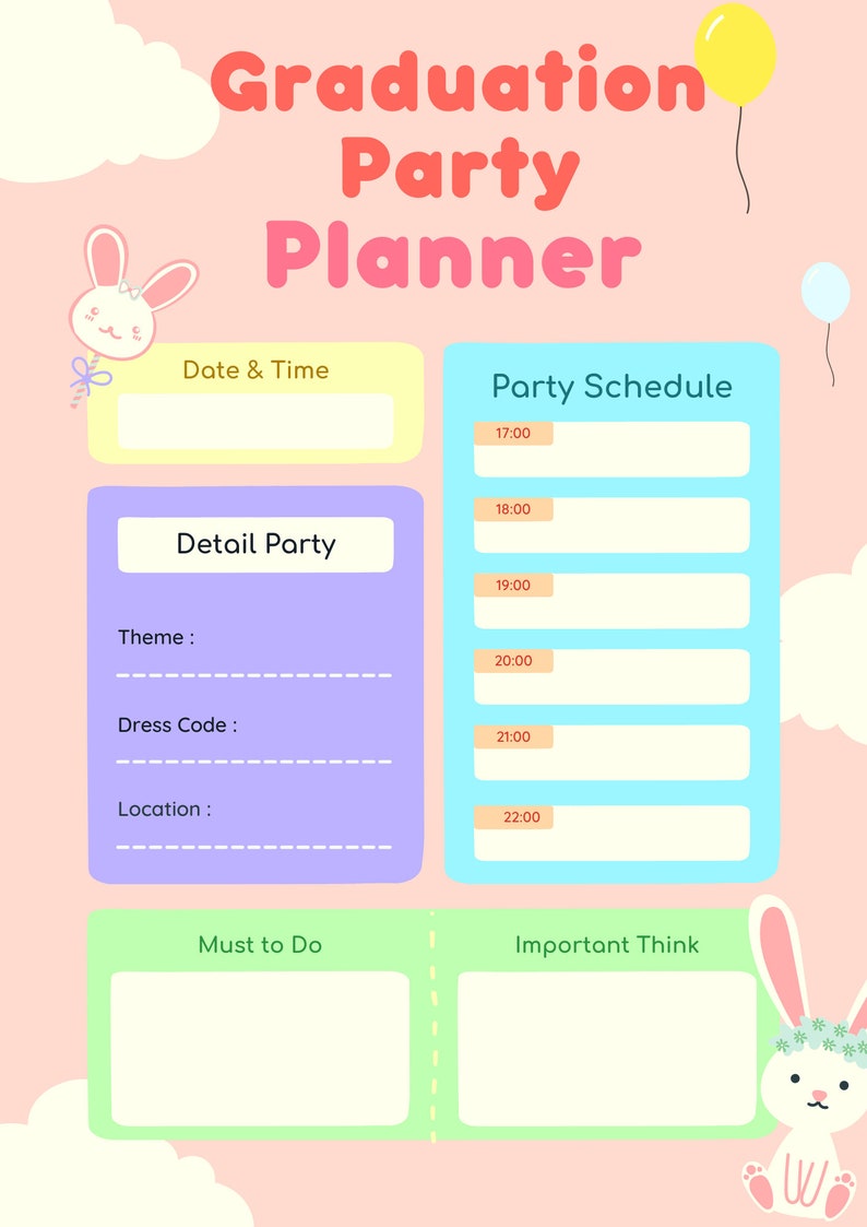 Graduation Party Planner, Printable Graduation Planner, Graduation ...