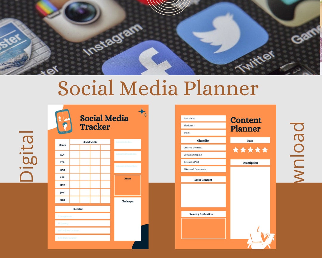 Social Media Planner Printable. Tracker for Instagram, Youtube ...