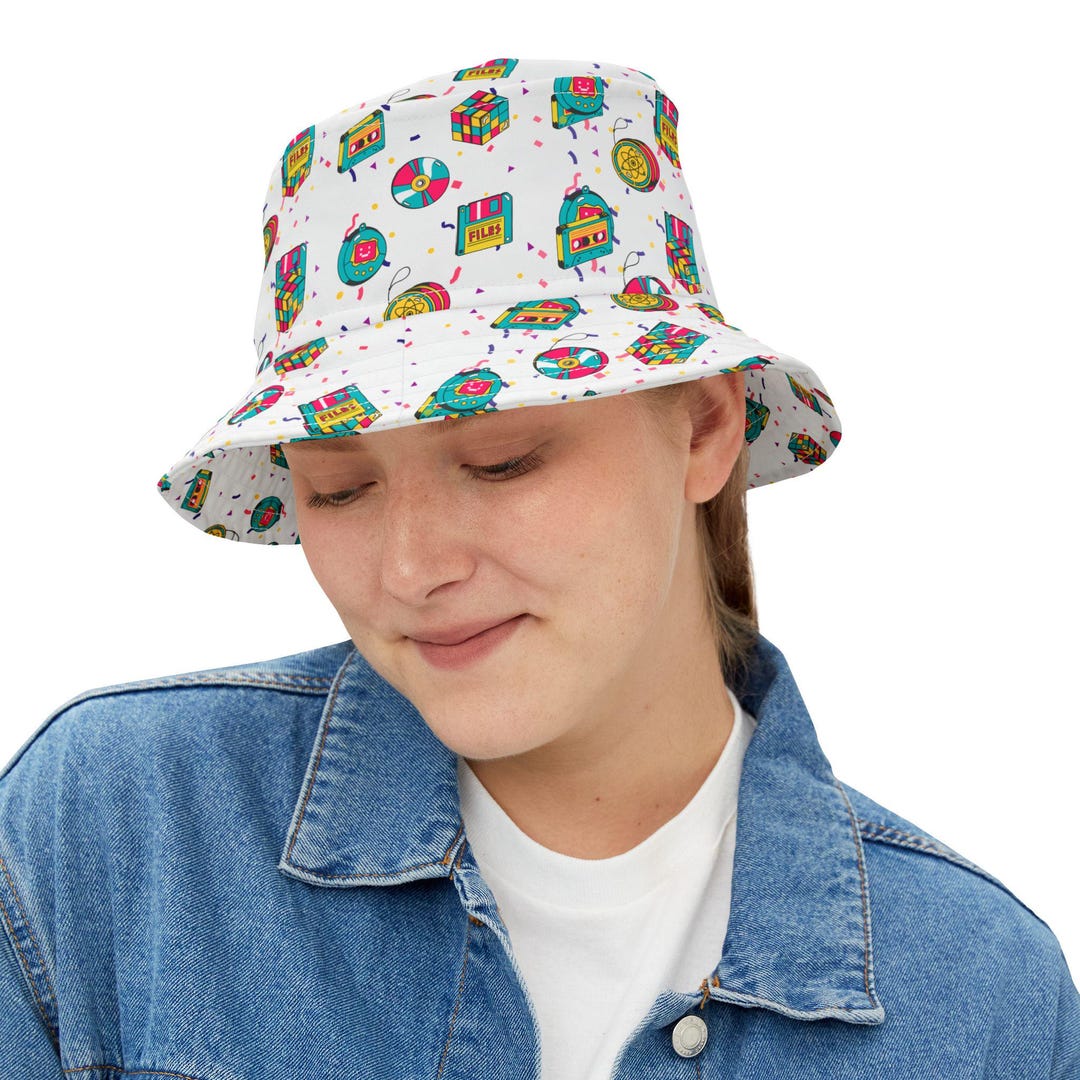 90s Icons Bucket Hat, Retro Pop Culture Cap, Vintage Summer Headwear ...