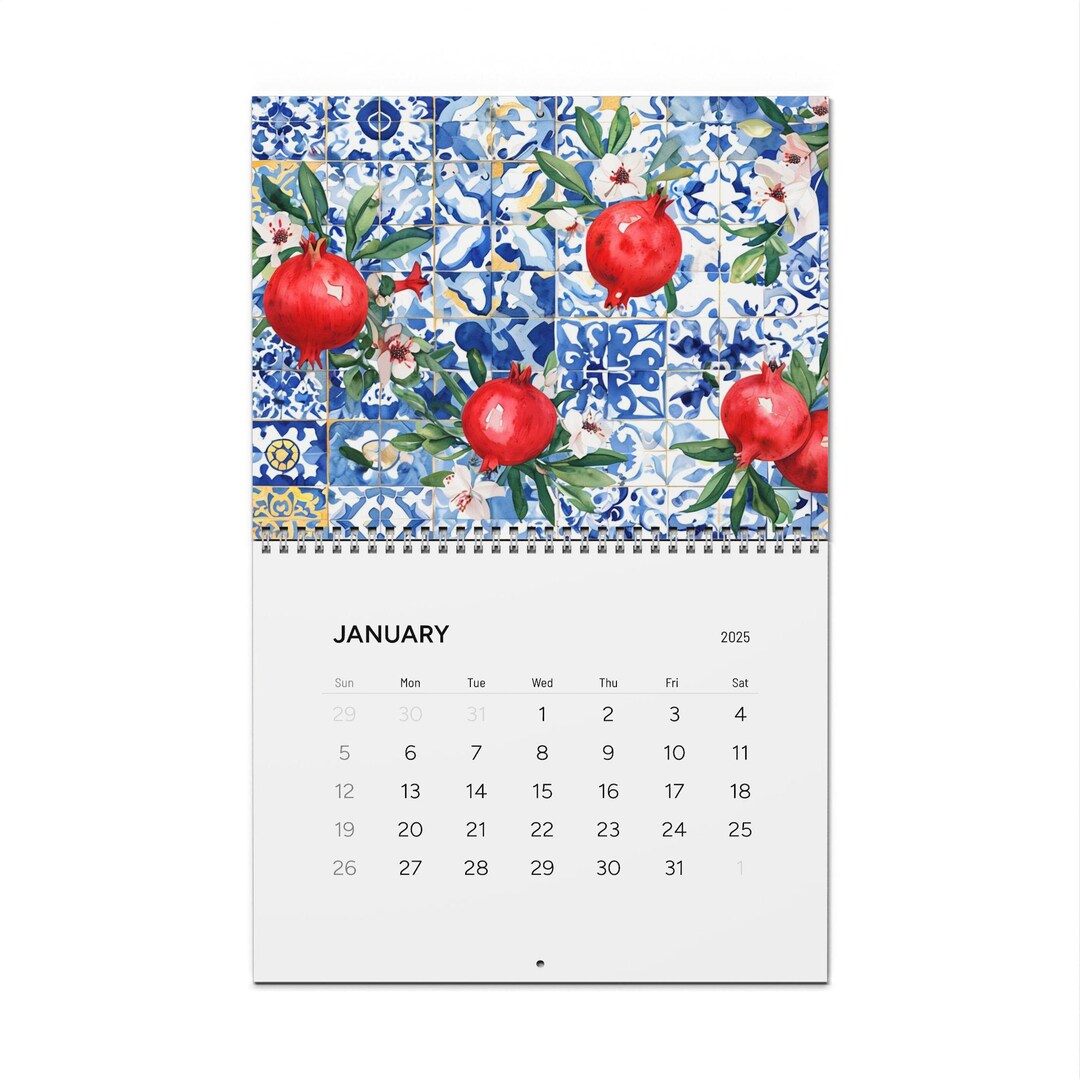 Mediterranean Tile Wall Calendar 2025, Monthly Planner, Office Desk ...
