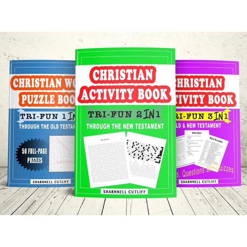 Christian Activity Books Old & New Testament Puzzles Quiz Word Puzzle ...