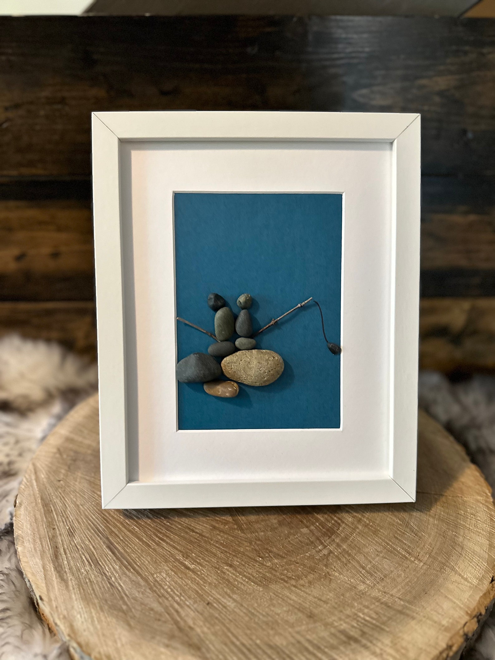 Fishing Pebble Art, Blue, Personalization - Etsy