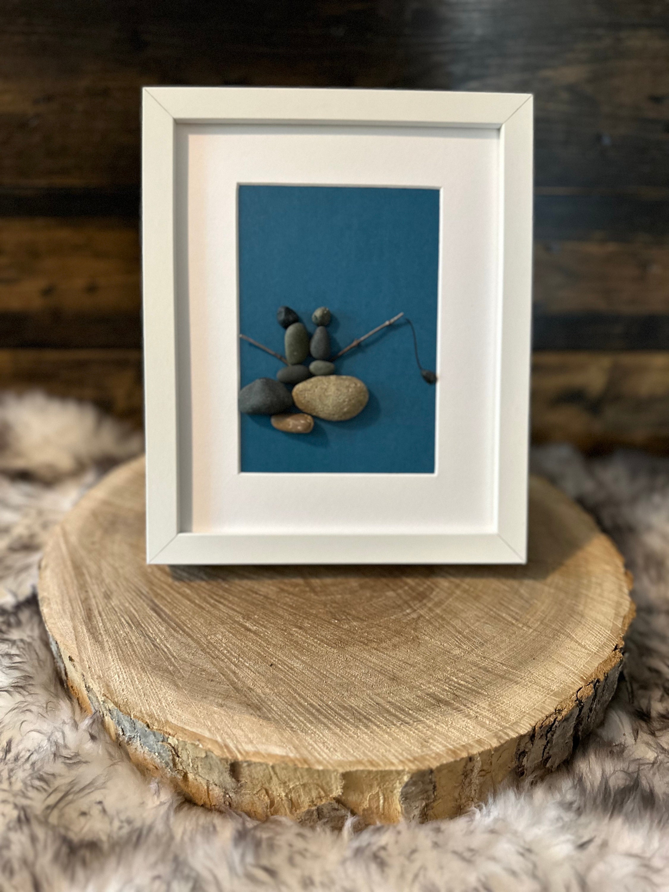 Fishing Pebble Art, Blue, Personalization - Etsy
