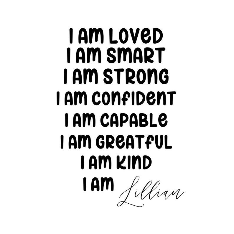 Custom Name Affirmations for Kids Printable Wall Art - Etsy