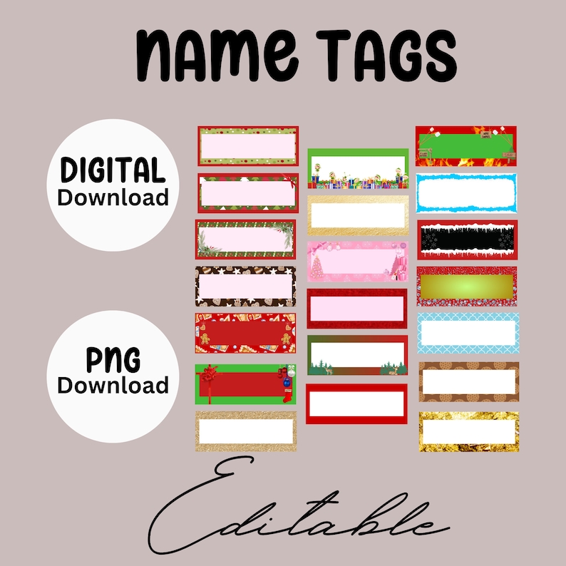 Christmas Name Tags Editable Name Tags Customize Name Tags Sublimation ...
