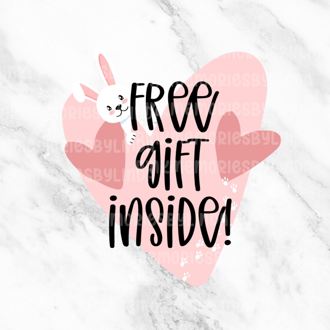 Free Gift Inside Cute Heart Sticker With Bunny Pink Cardstock Desk ...
