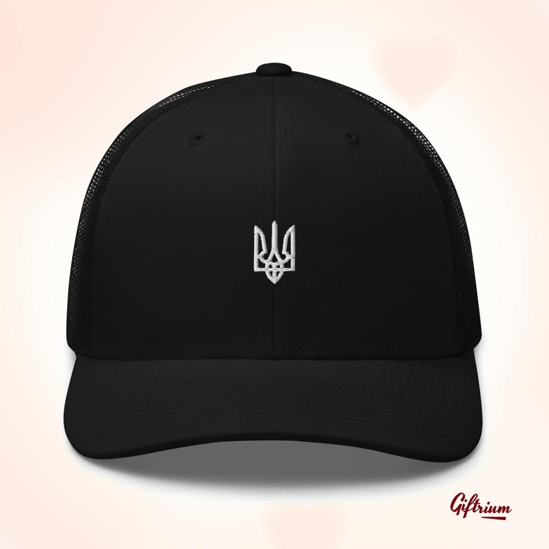 Hat Ukraine Trucker Embroidered Tryzub Cap Ukrainian Symbol Mesh Hat ...