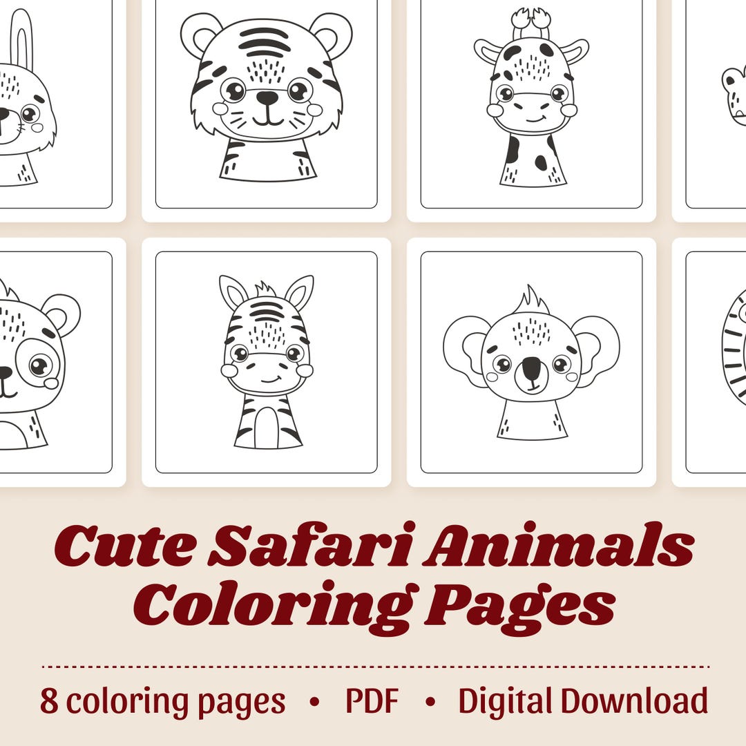 Cute Safari Animals Coloring Pages | Jungle & Zoo Animal Faces | Fun ...