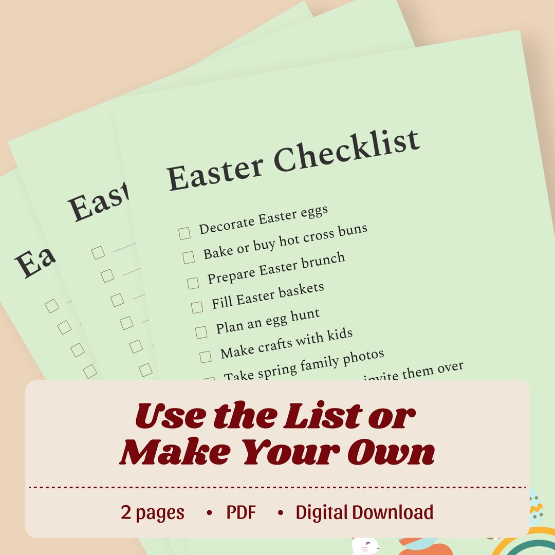Easter Plan PDF Holiday Planner Printable Cute Spring To-do List Easter ...