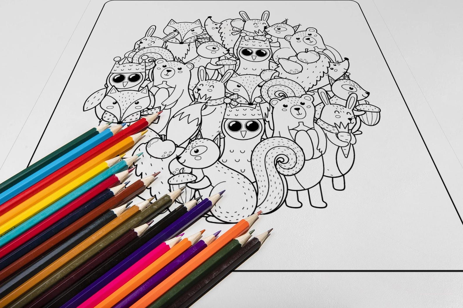 Adorable Animal Doodle Coloring Pages | Cute Hand-drawn Animal Clusters ...