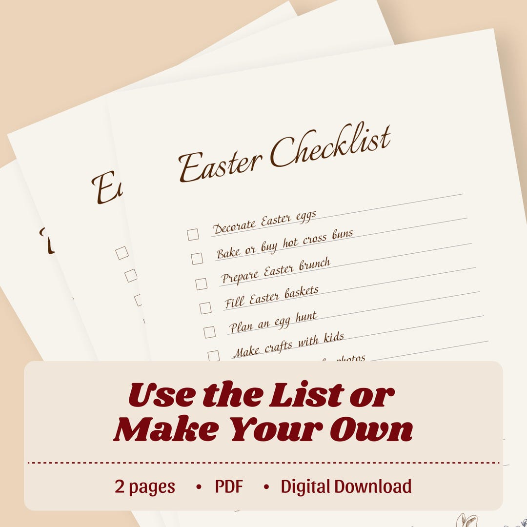 Easter Checklist Printable PDF – Easter Planner Template Holiday To-do ...