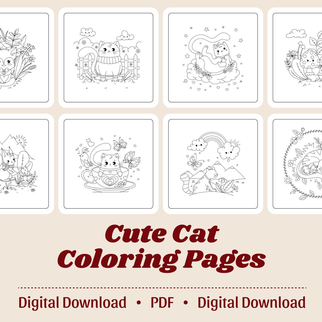 Cute Cat Coloring Pages – Printable Coloring Sheets for Kids & Adults ...