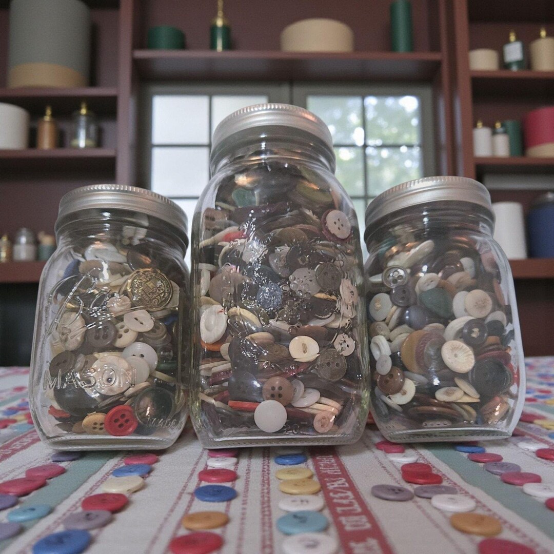 Jar of Buttons 1940s 1950s 1960s 1970s Vintage Retro - Etsy