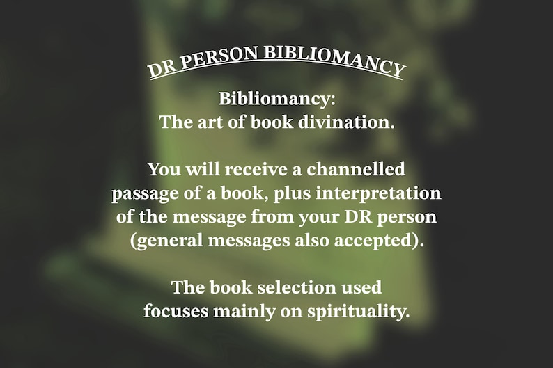 DR Person Bibliomancy | Book Passage and Interpretation ||| Shifting ...