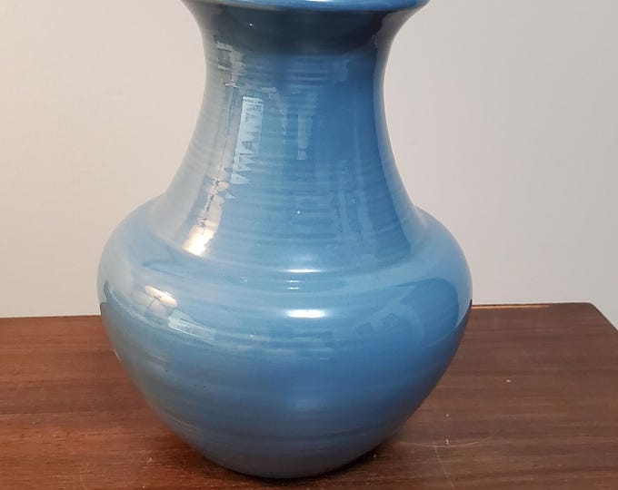 Vintage MCCOY Pottery Blue Horizontal Ribbed 7.75" Jug Vase #5012 *made ...