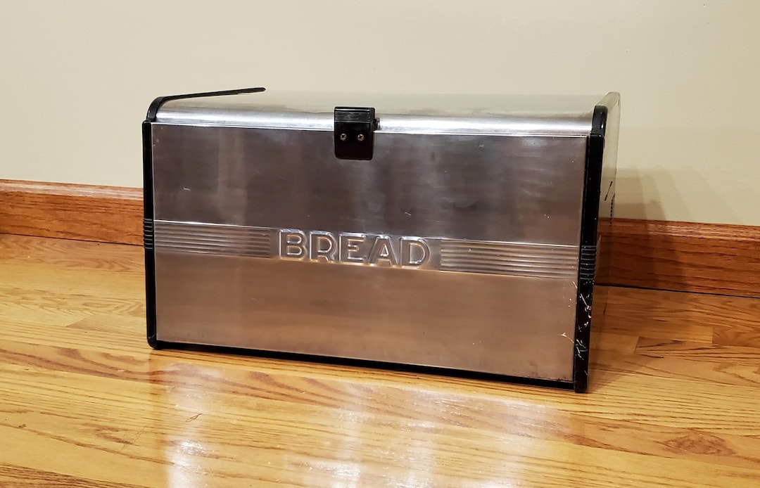 Vintage 1950's Kromex Retro Art Deco Style Big Bread Box Container ...