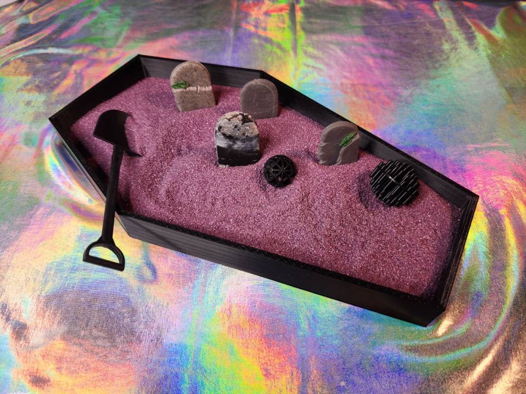 Coffin Zen Garden Spooky Zen Garden Goth Tabletop Fidget Toy Anti ...