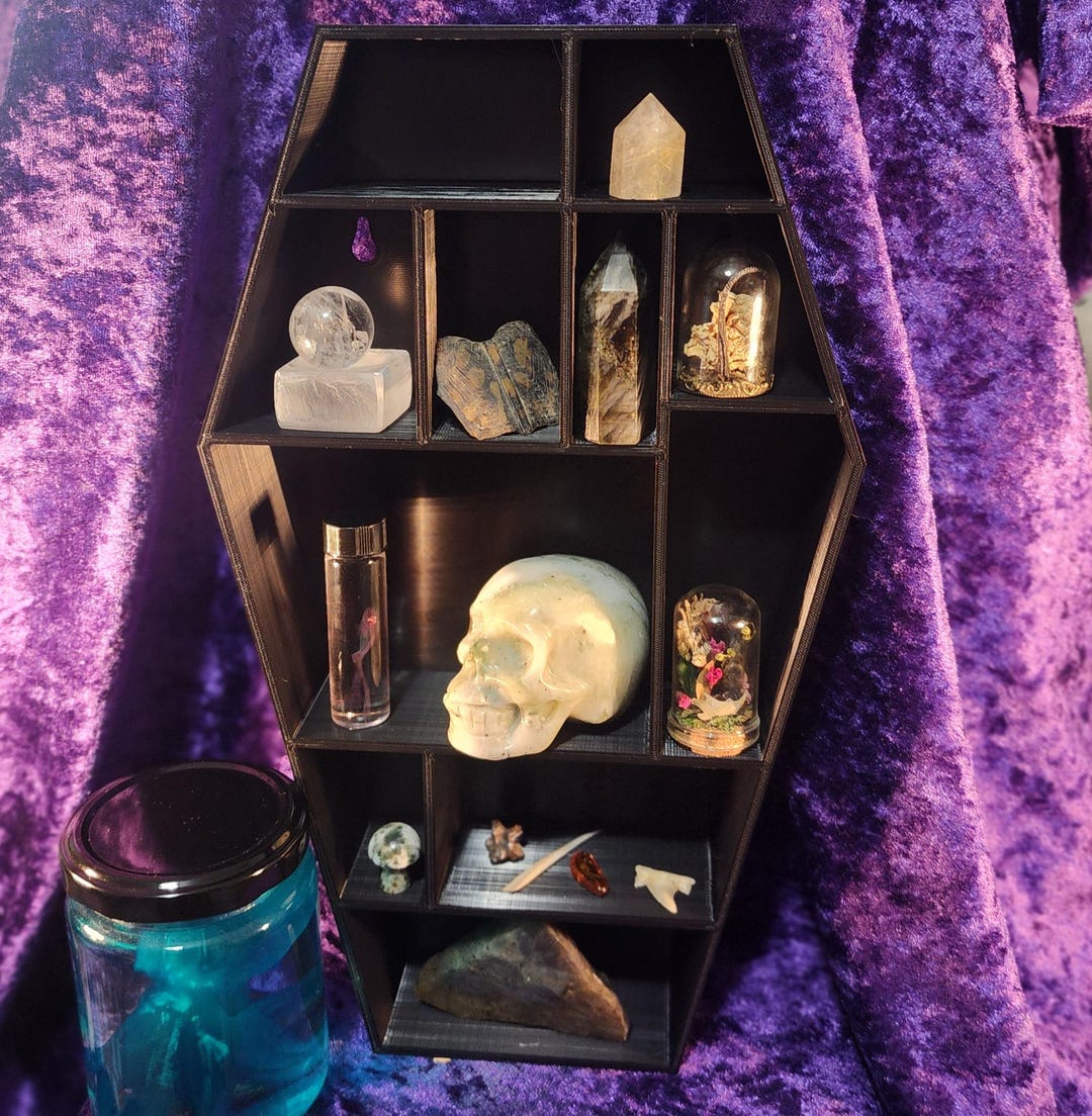 Coffin Oddities Shelf | Gothic Curio | Wall Mount Curiosity Display ...