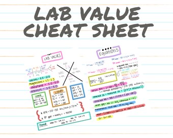 Lab Values Cheat Sheet - Etsy