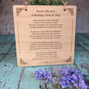 Wooden Poem Sign, Personalised - Custom Poem Gift for Anniversary ...