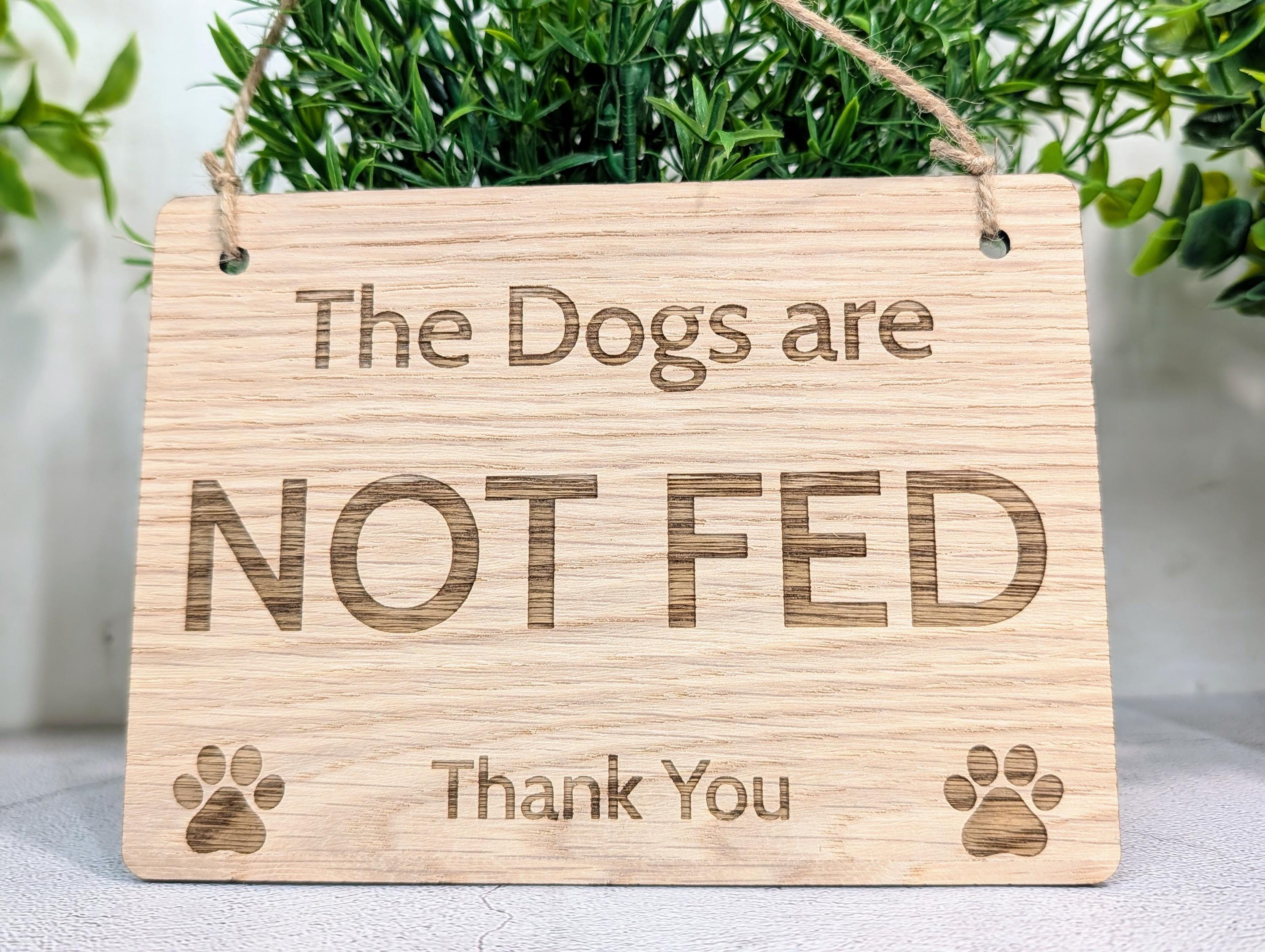 Double-sided Dog Feeding Sign – Personalised Oak Veneer Hanging Plaque ...