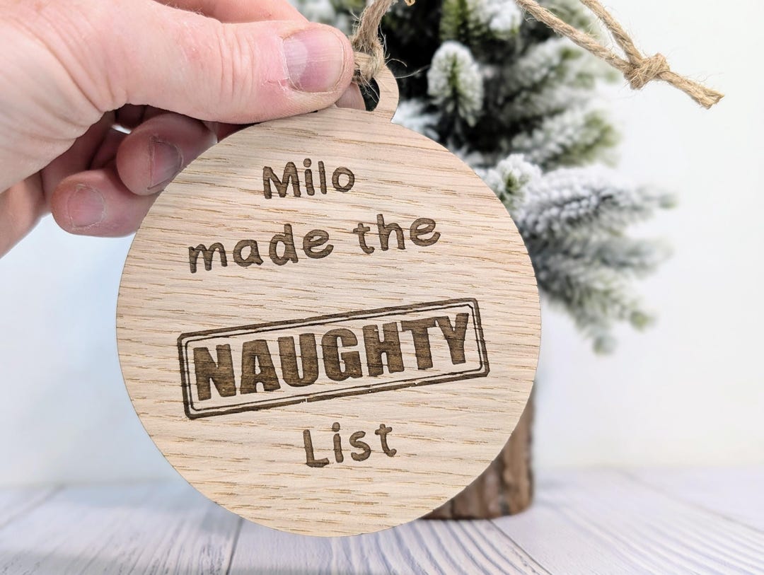 Custom Double-sided Naughty or Nice List Wooden Bauble | Personalised ...