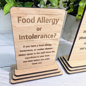 Personalised Wooden Food Allergy Sign – Freestanding Oak Café ...