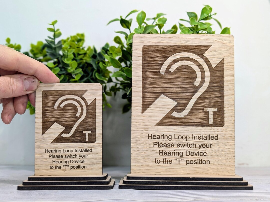 Personalised Wooden Hearing Loop Sign – Freestanding Table Sign for ...