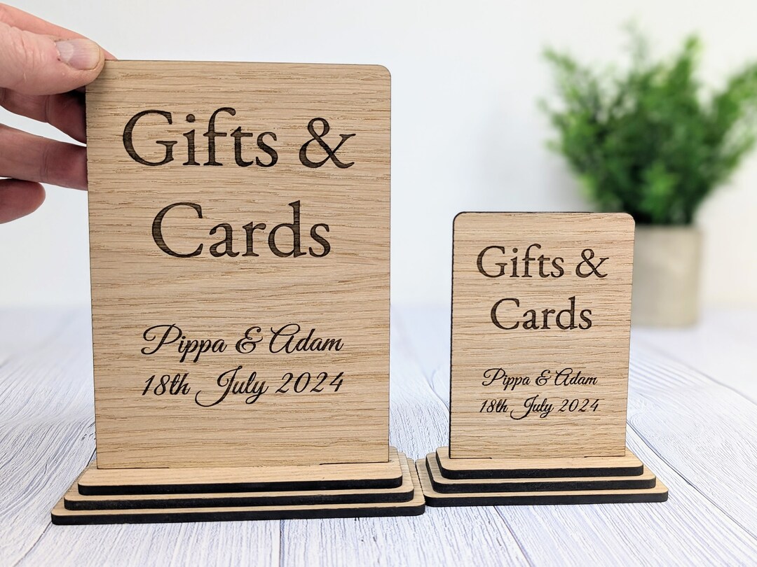 Personalised 'gifts & Cards' Wooden Sign for Weddings and Parties - Eco ...