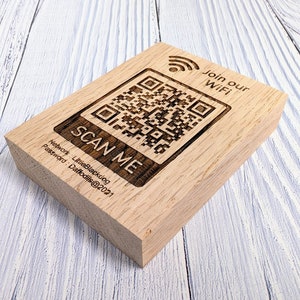 Wifi QR Code Oak Sign, Join Our Wifi, Custom Oak Sign With QR Code ...