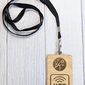 Interactive NFC Logo Wooden Badges With Eco Lanyards - Personalised NFC ...