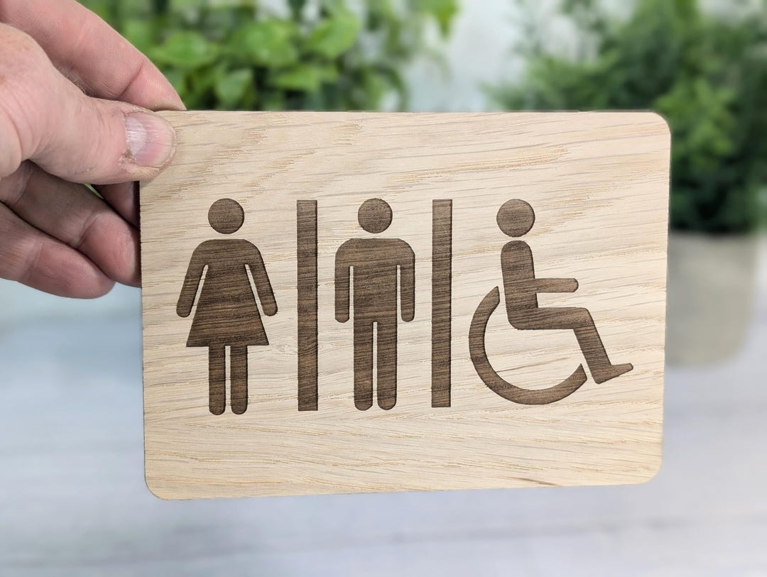 Engraved Oak Restroom Sign: Male, Female, Accessible - Etsy UK