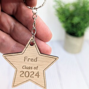 Custom Engraved Wooden Keyring - Personalised Student Gift for End of ...