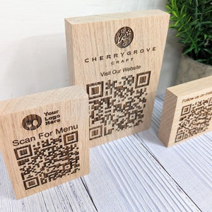 QR Code Solid Oak Blocks - Personalised Oak Blocks - QR Code - Custom ...