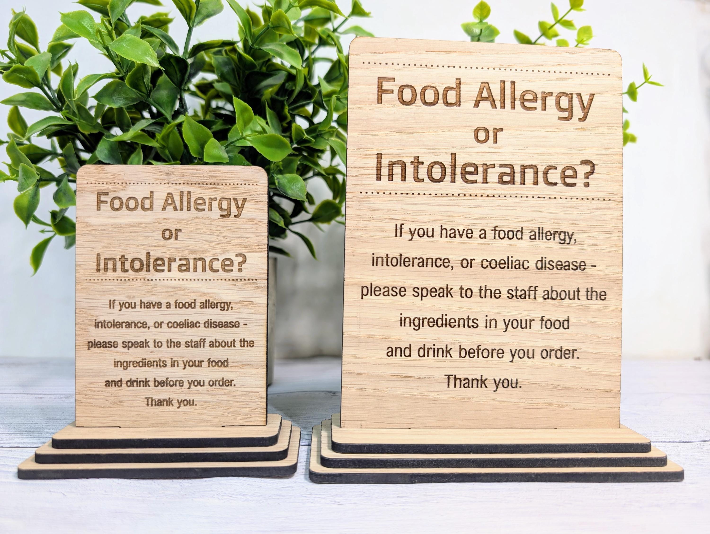 Personalised Wooden Food Allergy Sign – Freestanding Oak Café ...