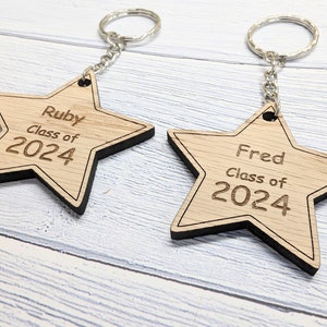 Custom Engraved Wooden Keyring - Personalised Student Gift for End of ...