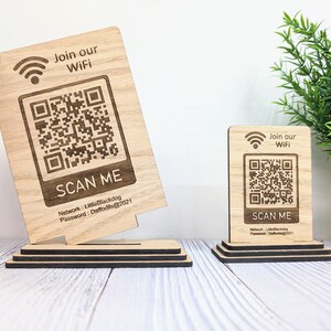 Wooden Wifi QR Code Sign, Eco-friendly Custom Network Name and Password ...