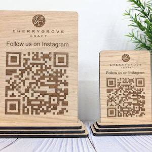 Follow Us on Instagram - QR Code - Custom Wooden Table Sign ...