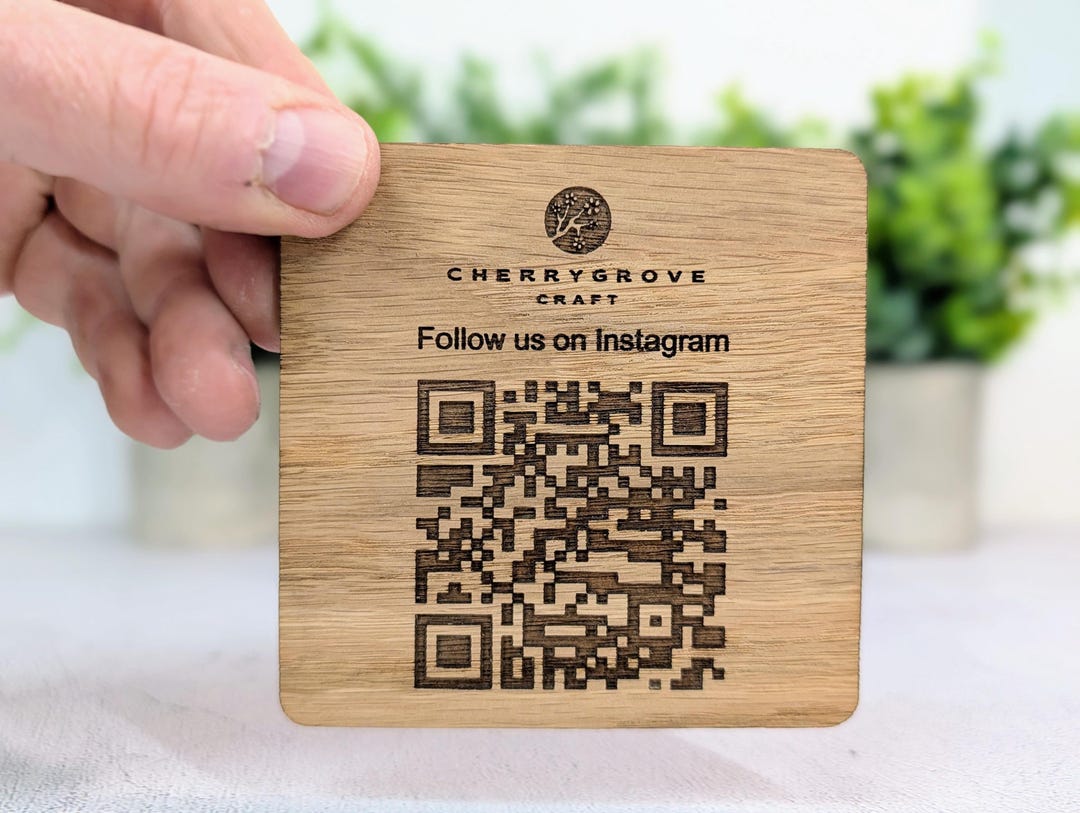 Instagram QR Code Coaster – Custom Oak Veneer Square Coaster, Engraved ...