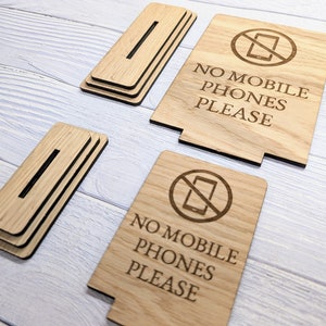 Freestanding "no Mobile Phones Please" Wooden Table Sign, Oak Finish ...
