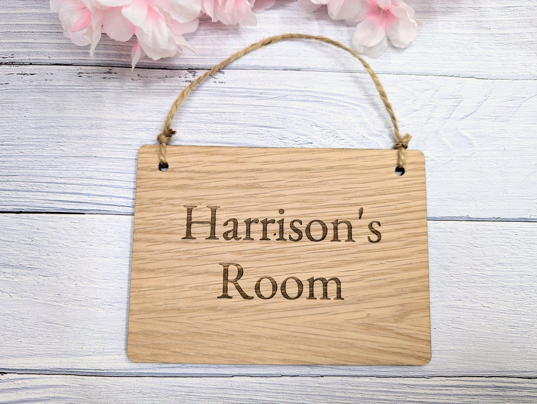 Personalised Children's Room Door Sign - Custom Name Oak Veneer Sign - Etsy