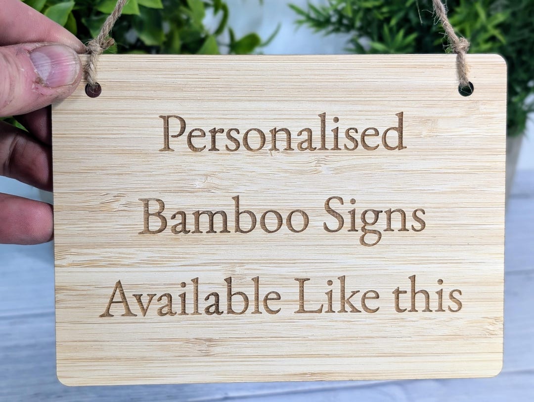Personalised Bamboo Sign: Engraved Eco-friendly Plaque - Etsy